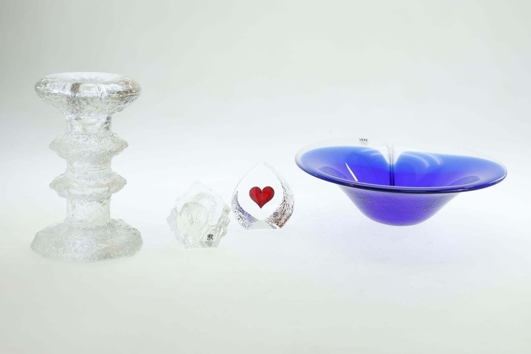 Glaskonst, skål och ljusstake, Iittala … | Auktion.se